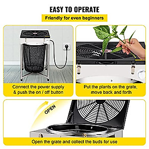 VEVOR Bud Leaf Trimmer, 18 inch Adjustable 3 Speed 110V, Electric Hydroponic Dry or Wet Plant Trimming Machine with Sharp Stainless Steel Blades, Twisted Spin Cut for Flowers, Leaves, Herbs