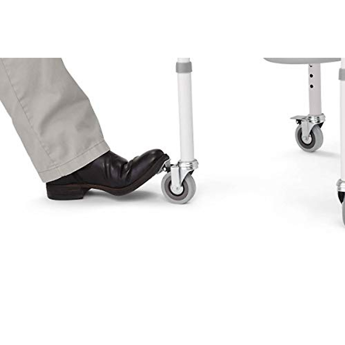 Medline Drop Arm Commode with Wheels, Swing Arm Rest for Easy Transfer, Padded Seat, Contains Chair, Pail, Lid, and Splash Guard, 250lb. Weight Capacity