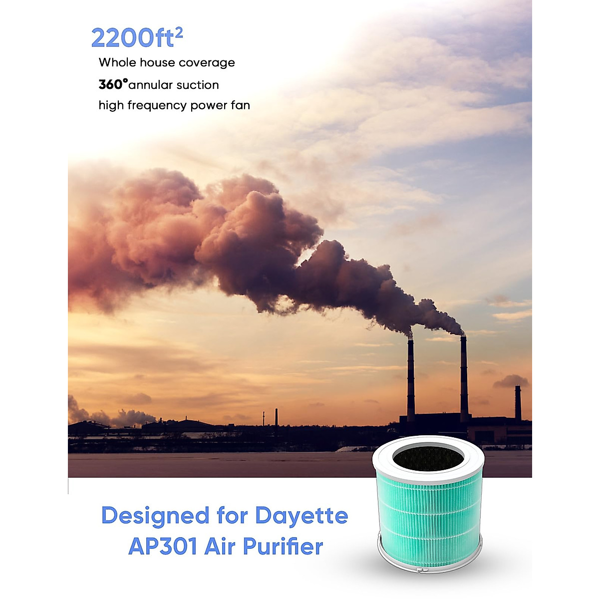 DAYETTE AP301 Replacement H13 HEPA Filter, Designed for Toxin Absorber, Activated Carbon