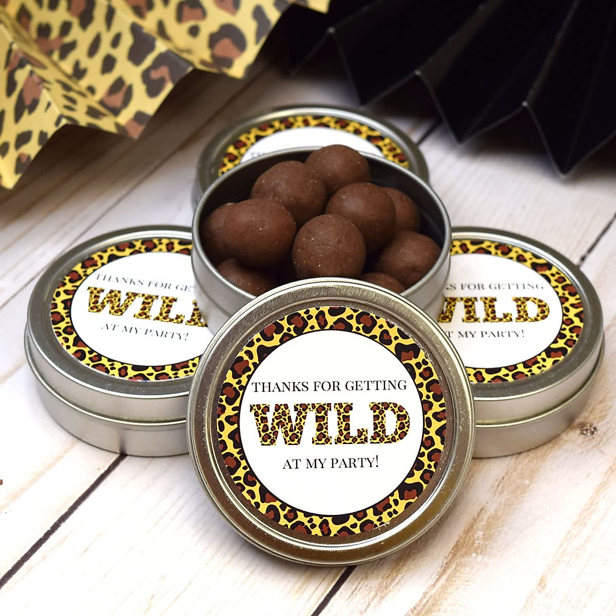 Leopard Print Themed Birthday Party Thank You Sticker Labels, 40 2" Party Circle Stickers by AmandaCreation, Great for Party Favors, Envelope Seals & Goodie Bags