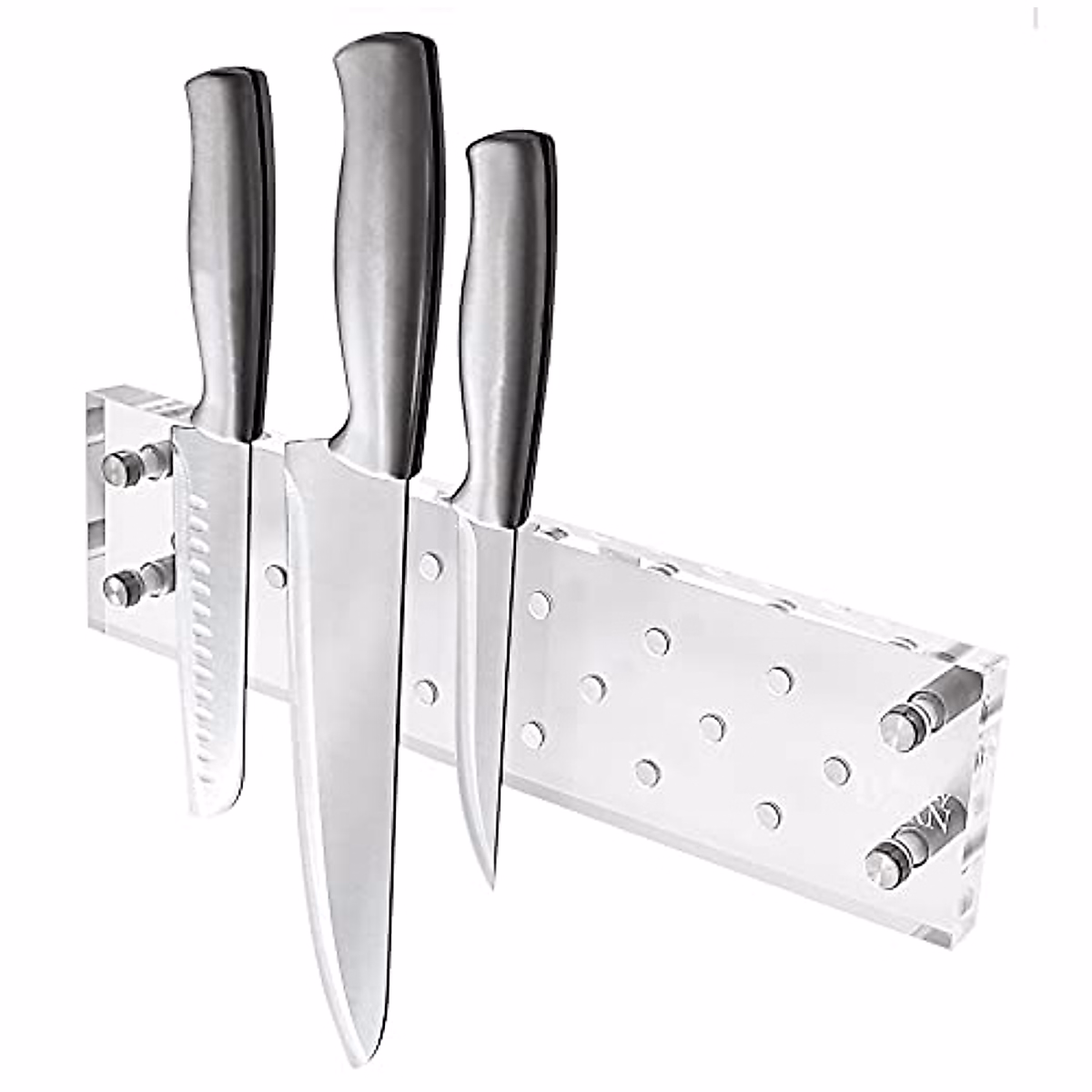 Rocky Barn Magnetic Knife Holder for Wall, Modern Transparent Magnetic Knife Strip Bar Rack, Magnet Knife Hanger, Kitchen Knife Utensil and Tool Storage, Magnetic Kitchen Wall Organizer, 12,6x3 inch