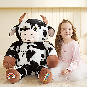 EARTHSOUND Giant Cow Stuffed Animal Plush Toy,Large Jumbo Cute Soft Toys,Big Size Huge Fluffy Plushy Oversized Fat Plushie,Gifts for Kid