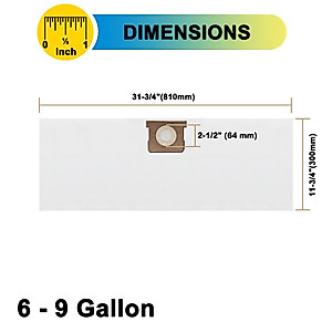 SpaceTent 5 Pack VF3503 Size b Vacuum Bags for Ridgid 6 to 9 Gallon Wet/Dry Vacs.