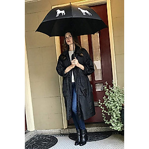 The San Francisco Umbrella Company - Premium Boxer Rain Umbrella (White on Black) - Strong, Durable, Windproof & Resistant With Fiberglass Ribs Stick Umbrella