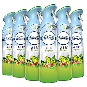 Febreze Air Freshener and Odor Eliminator Spray, Gain Original Scent, 8.8 Oz (Pack of 6)