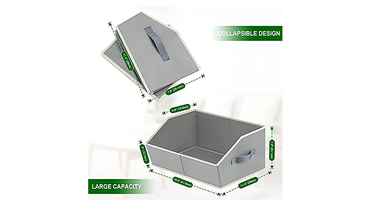 Homsorout Trapezoid Storage Bins – 6 Pack Closet Organizers in Grey