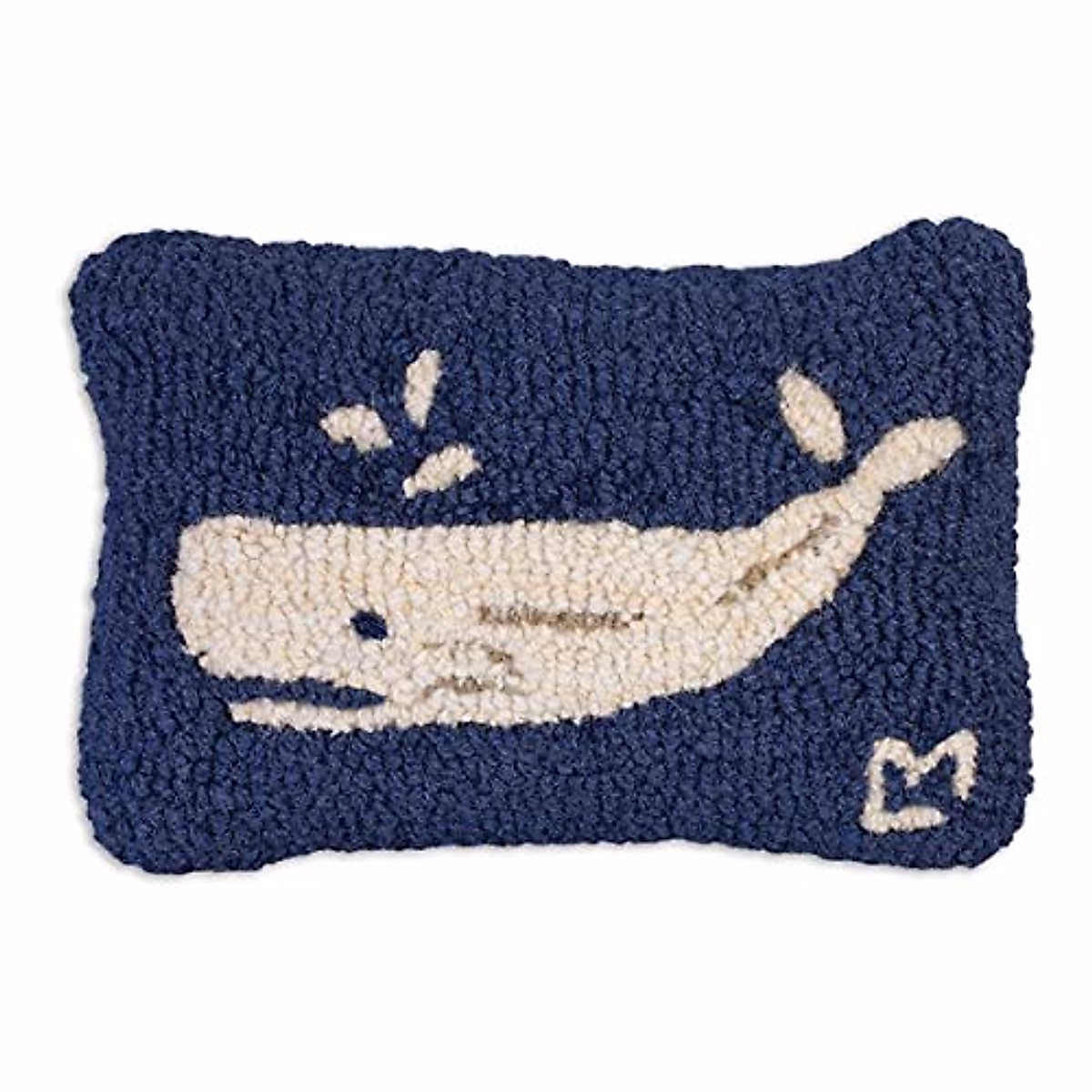 Chandler 4 Corners Artist-Designed Little Whale Hand-Hooked Wool Decorative Petite Throw Pillow (8” x 12”)