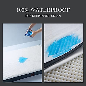 Baauye X-Large Dog Bed for Large/Mediem/Samll Dogs, Orthopedic Egg-Crate Foam Dog Bed Suit for Dog Crates with Removable Waterproof and Washable Cover (X-Large（41x30x4）, Dark Grey)