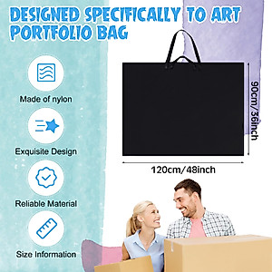 Abbylike 48 x 36 Inch Art Portfolio Bag Large Size Art Supply Bag with Nylon Shoulder Poster Board Storage Bag Waterproof Poster Carrying Case Tote Painting Sketch Bag for Art Work(Black, 1 Pcs)