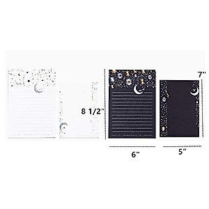 Stationary Paper with Envelopes Pack of 27,Flashing Series stationery Design Writing Stationery Paper with 9 pcs Envelopes,Stationery Set Letter Writing Paper 8.5 x 6 Inch (Black)