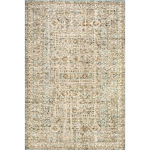 Rugs USA x Prabal Gurung Tilicho Distressed Wool Area Rug, 9x12, Light Green