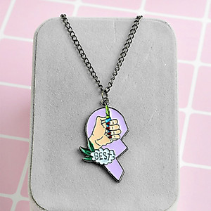 litymitzromq Gold Tone Necklace for Women Girls, Fashion Best Buds Print Cigarette Lighter Partly Heart Shape Necklace Pendant Handmade Gold Pendant Choker Long Choker Chain Pendent Necklace