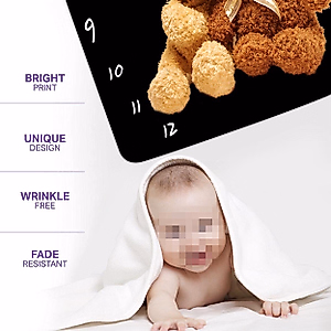 EARVO Cute Bear Baby Monthly Milestone Blanket Boy or Girl Baby Month Blanket Black Background Milestone Blanket for Newborn to 12 Months Milestones 47”x40”BTXYEA51