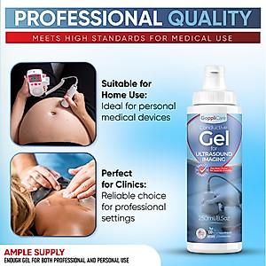 Goppli Medical Imaging & Therapy Ultrasound Gel - 2 Pack, 8.45 fl oz (250mL) Each - Non-Greasy, Unscented, Hypoallergenic - Ideal for TENS Units & Baby Dopplers - Medical Grade Quality, Made in USA