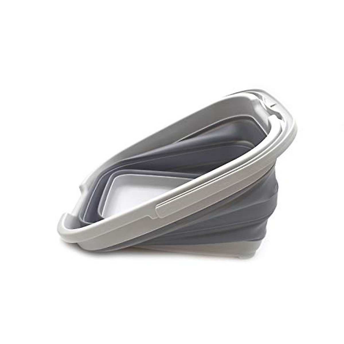 SAMMART Collapsible Rectangular Handy Basket / Bucket (15L Rectangular, Dark Grey (Set of 2))