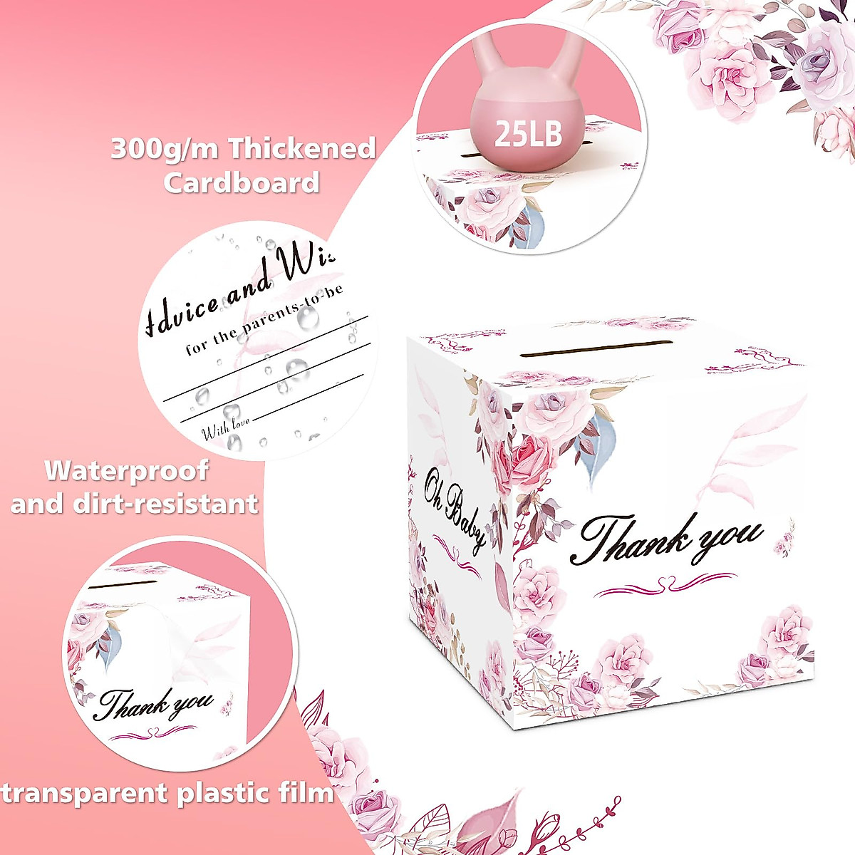 OLOUTAB Baby Shower Games,Diaper Raffle Box for Baby Shower,50 Diaper Raffle Tickets,Raffle Prizes,Diaper Raffle Sign,Thick Cardboard