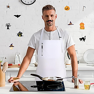 Mepase 6 Pcs Black Mustache Set Kitchen Cooking Slotted Spatula Black Ink Pens Bib Aprons with Pocket for Halloween Cosplay Costume