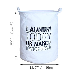 SDAIGC Collapsible Unicorn Laundry Basket, Blondie Canvas Waterproof Round Storage Hamper, Clothes Toys Organizer Basket, Cute Kids Gift Basket(White Today)