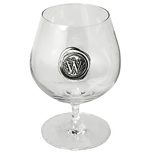 English Pewter Company 14.5oz Brandy Cognac Snifter Glass With Monogram Initial - Personalized Gift With Your Choice of Initial (W) [MON223]