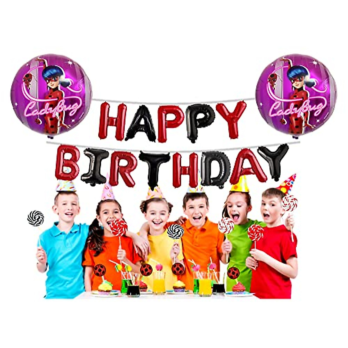 Vision Licensed 2 Pcs Miraculous Ladybug Large 20" Foil Balloons | New Colorful Design of Helium Balloon for Miraculous Birthday Theme Party