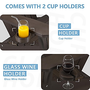 Cecarol Normal Size Adirondack Chair Plastic, Outdoor Fire Pit Chair with Cup Holder, Adirondack Patio Chair Weather Resistant for Outside, Porch, Lawn, Garden- AC01S, Coffee