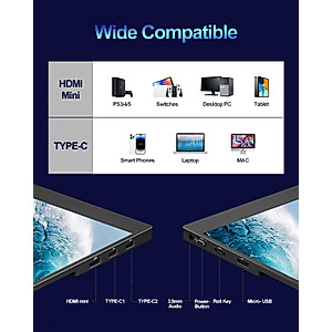 CNBANAN 2.5K Portable Monitor, 16" Laptop Monitor Extender 2520x1680 QHD Slim Lightweight IPS 1500:1 USB C HDMI Computer Display Gaming Screen with Speakers Travel Monitor for Mac Phone Xbox Game