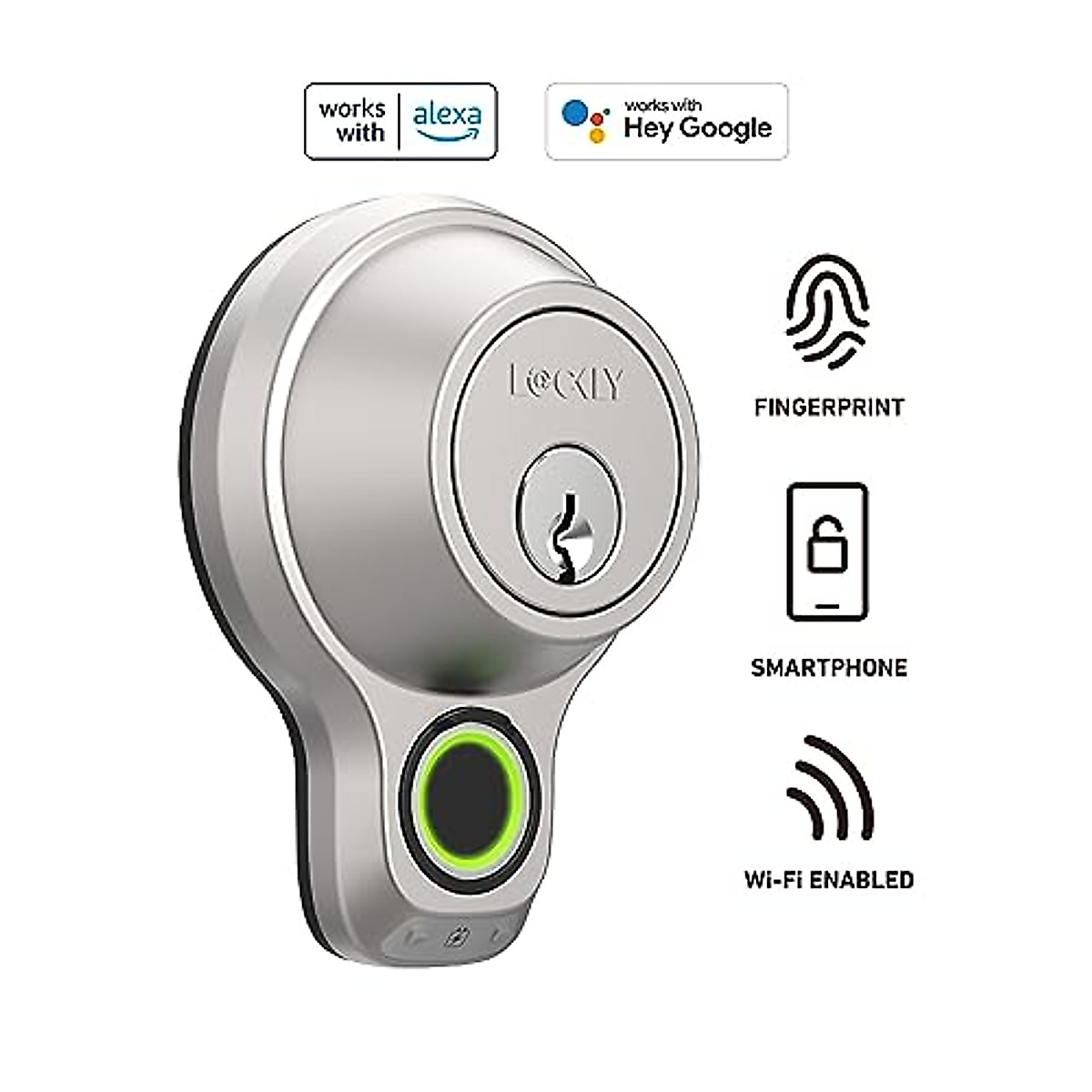 Lockly Access Touch Pro - Compact Smart Wi-Fi Lock with Fingerprint Access, App Control, Voice Control, Auto Lock -PGD7YWSN