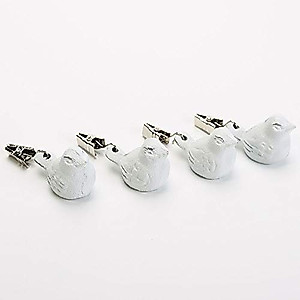 Sungmor Cast Iron Heavyweight Tablecloth Weights - 4 Pack Lovely & Beautiful White Bird Pendent Clips Weights Kit - Heavy Duty Table Cloth Cover Clamps for Home Garden Party Wedding Camping Picnic