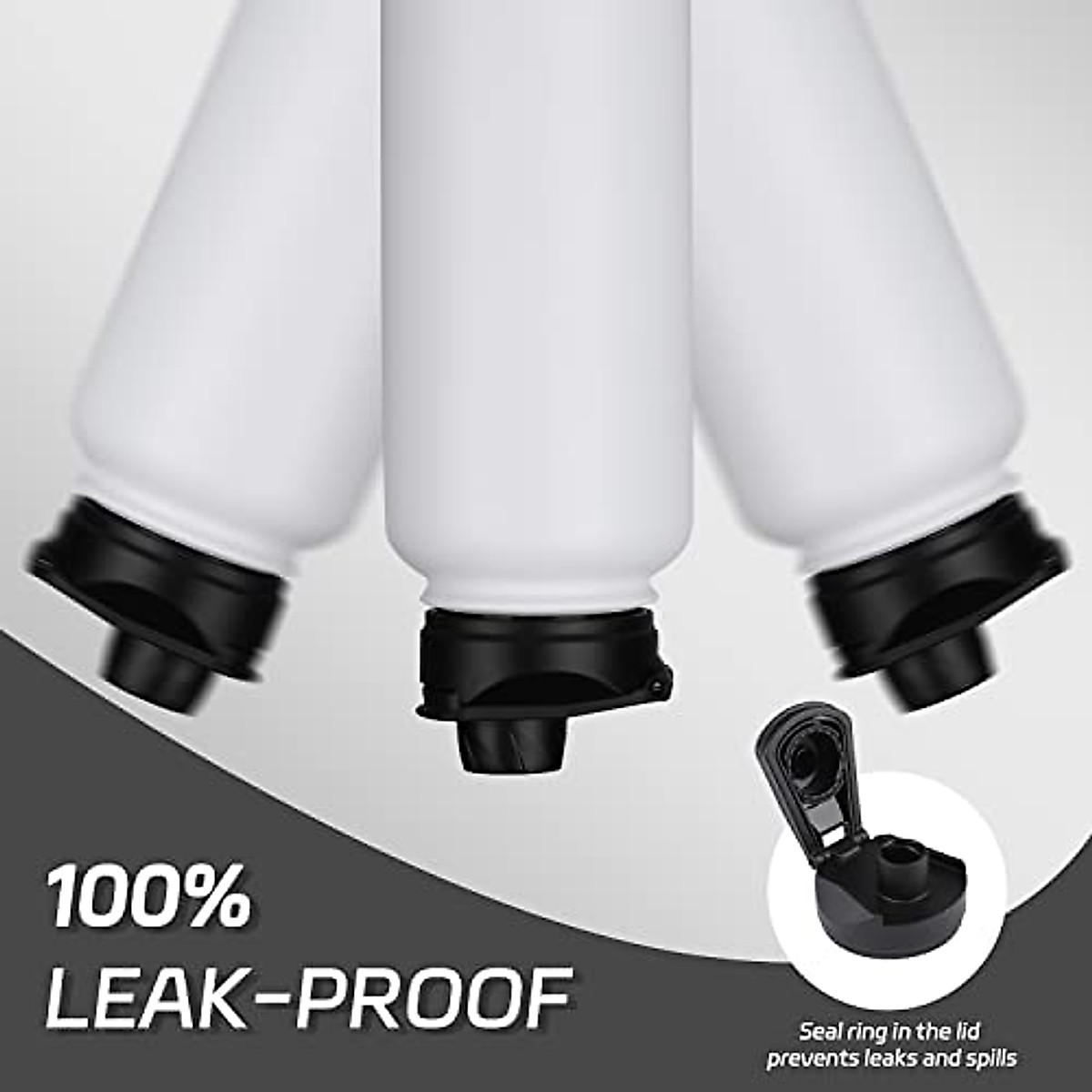 HASLE OUTFITTERS 40oz Stainless Steel Water Bottle, Vacuum Insulated Double Walled Leak Proof Sports Water Bottle with 2 Lids (Straw and Spout Lid) Thermo Mug Keep Cold and Hot(White,1)