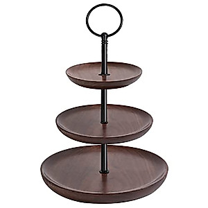 15 Inches 3-Tier Cupcake Black Stand Hardware Fittings, Metal Mold Circular Holder DIY Making for Fruit Plate Cake Stand Snack Tray Replacement Parts Tea Party Wedding Decor (6 Sets - Black Round)