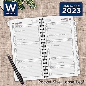 AT-A-GLANCE 2023 Weekly Planner Refill, Hourly, 12068 Day-Timer, 3-1/4" x 6-1/2", Size 2, Pocket Size, Spiral Bound, Monthly Tabs (064-287)