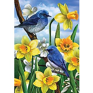 Bluebirds And Daffodils Spring Garden Flag Floral 12.5" x 18" Briarwood Lane