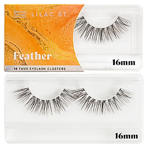 Lilac St - Feather Natural Faux Eyelash Clusters (16mm) - Cat Eye Look - DIY Lash Extension Wisps - Lightweight & Lifelike - Lasts 10 Days - Cruelty Free, Vegan, Women Founded - 10 Lashes