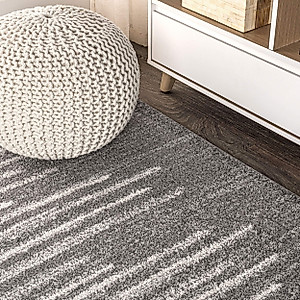 JONATHAN Y MOH205B-8 Aya Berber Stripe Geometric Indoor Farmhouse Area-Rug Bohemian Minimalistic Striped Easy-Cleaning Bedroom Kitchen Living Room Non Shedding, 8 X 10, Gray,Cream