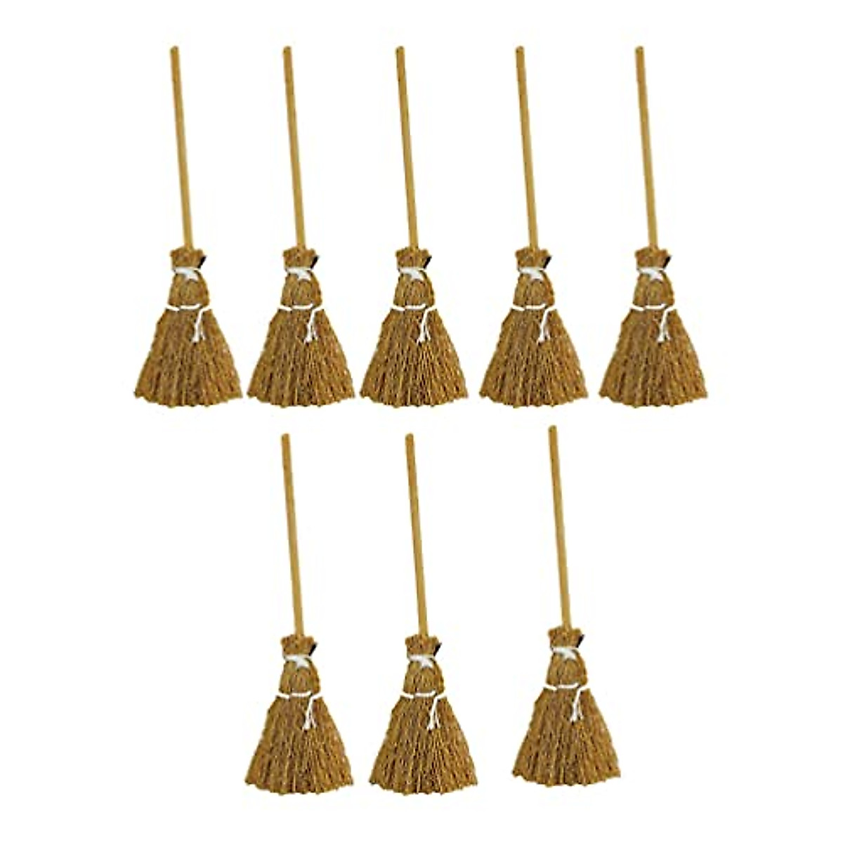 Yardwe 8pcs Miniature Artificial Mini Brooms Straw Craft Decoration Witches Accessory for Halloween Party