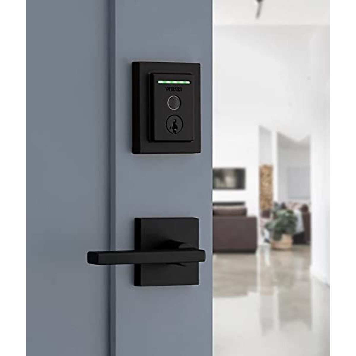 Weiser (by Kwikset Hardware family) Halo Touch Fingerprint Contemporary Electronic Smart Lock WiFi, Compatible with Alexa and Google Assistant, Model: 9GED30000-004, Matte Black (514)