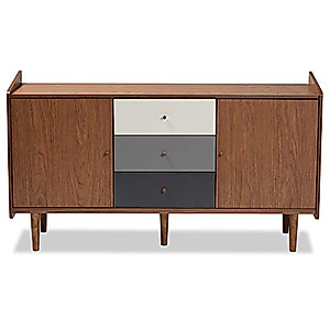 Baxton Studio Halden Sideboards and Servers, Walnut Brown/Grey