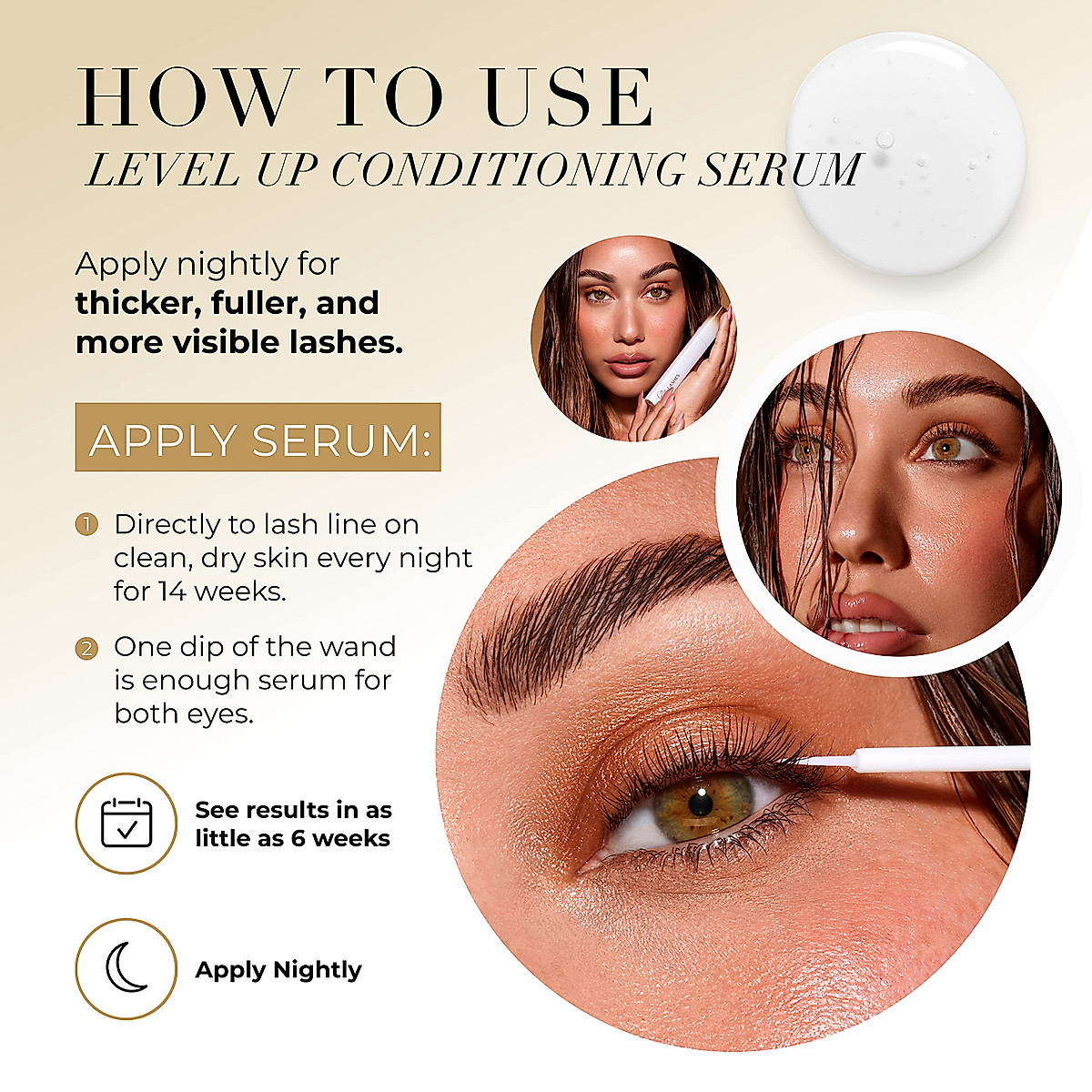 Lilly Lashes Level Up Conditioning Lash Serum, Eyelash Serum, Eyelash Serum for Fuller Natural Lashes, Non Irritating Lash Serum and Eyebrow Serum, Lash Therapy