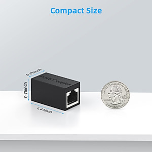JODROAD RJ45 Coupler, Ethernet Extender Adapter, Ethernet Coupler, Cat7 Cat6 Cat5e Cat5 Inline Coupler, Ethernet Connector Female to Female (5Pack, Black)