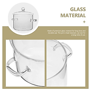 64 oz Glass Pots For Cooking On Stove Soup Pot Glass Saucepan With Covers Stovetop Cooking Pot Noodle Cooker Pot With Double Handle For Pasta Noodle Milk 1900ml