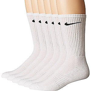 NIKE Unisex Performance Cushion Crew Socks with Bag (6 Pairs), White/Black, Large