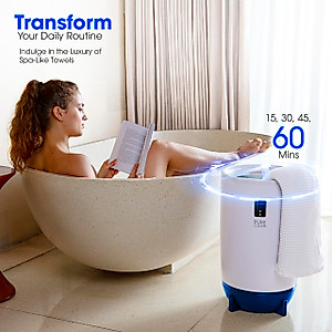 Pureclean Single Touch Towel and Blanket Warmer with Fragrant Disc Holder and LED Ring Gray,Perfect Size for Two Large Bath Towels,Automatically Shut off Feature,Built-in Timer for 15-60 minutes(Blue)