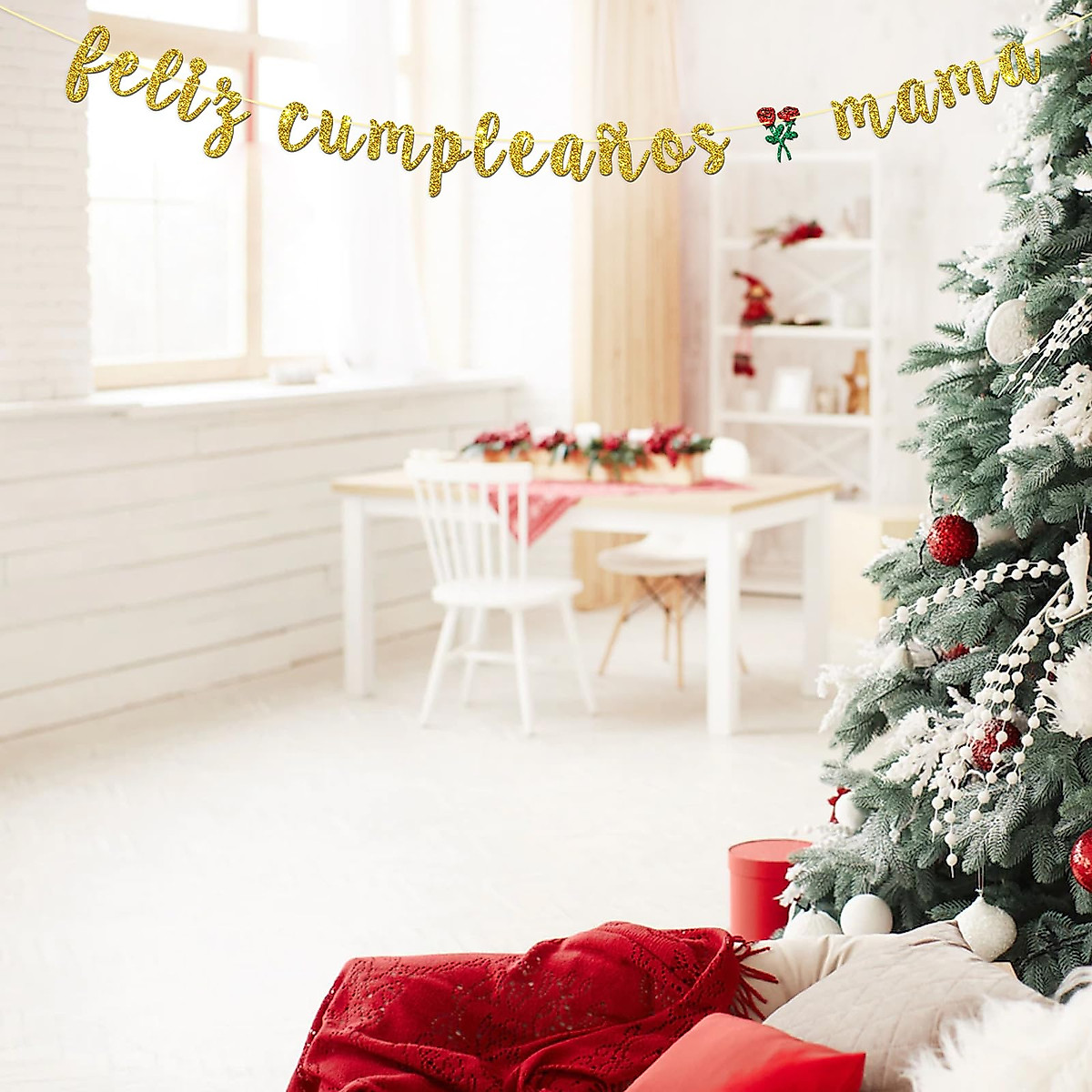 Dill-Dall Feliz Cumpleaños Mama Banner, Fiesta Theme Party Decorations, Mom Birthday Party Banner, Happy Birthday Banner for Women (Gold)