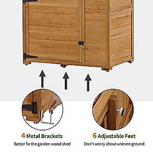 MCombo Large Outdoor Storage Cabinet with 3 Shelves, Oversize Outside Tool Storage Shed with Lock, Tall Garden Shed with Floor for Backyard and Patio (39.4x25.2x80.3 inch) 1998 (Natural)