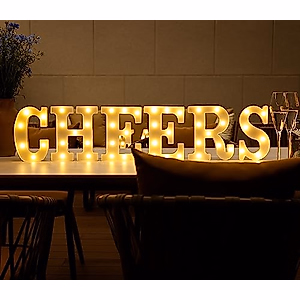 Led Marquee Light Up Letters, 26 Alphabet Light Up Letter Lights, Decorative Led Letters Lights, Battery Powered Letter Sign Lights for Party, Night Light, Home Decor(LetterR, Warm White)