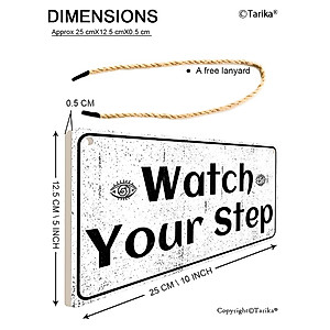 Watch Your Step 12.5X25 CM Retro Look wood Decoration Art Hanging Sign for Home Kitchen Bathroom Farm Garden Garage Inspirational Quotes Wall Decor