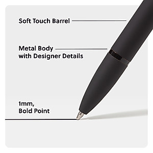 U Brands Soft Touch Midnight Monterey Ballpoint Pens, 1 mm, 4 Count (5136E06-24)