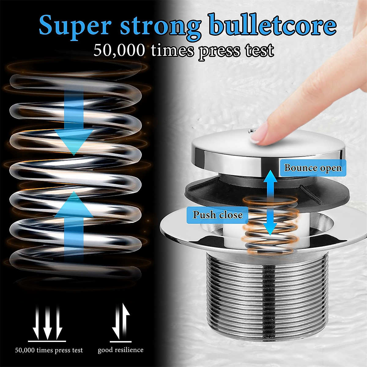 Tip Toe Bathtub Drain Conversion Kit Assembly, Tub Drain Plug Trim Set Bath Tub Drain Stopper with Two-Hole Overflow Faceplate (Chrome Plated)