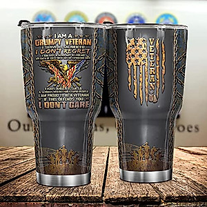 V VIBEPY All Over Printed, Veteran Tumbler, US Veteran Tumbler, Military Tumbler, Veteran Normal Tumbler, 30oz Stainless Steel Tumbler, Gift For Men, Gift For Him, Gift For Veteran, Coffee Tumbler