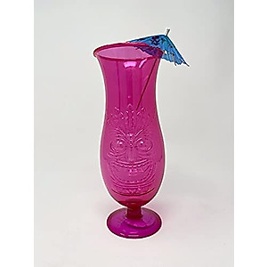 Greenbrier Luau Hurricane Glasses, 24.4 oz. - Plastic - POOL SAFE, Pink, Yellow, Purple, Green